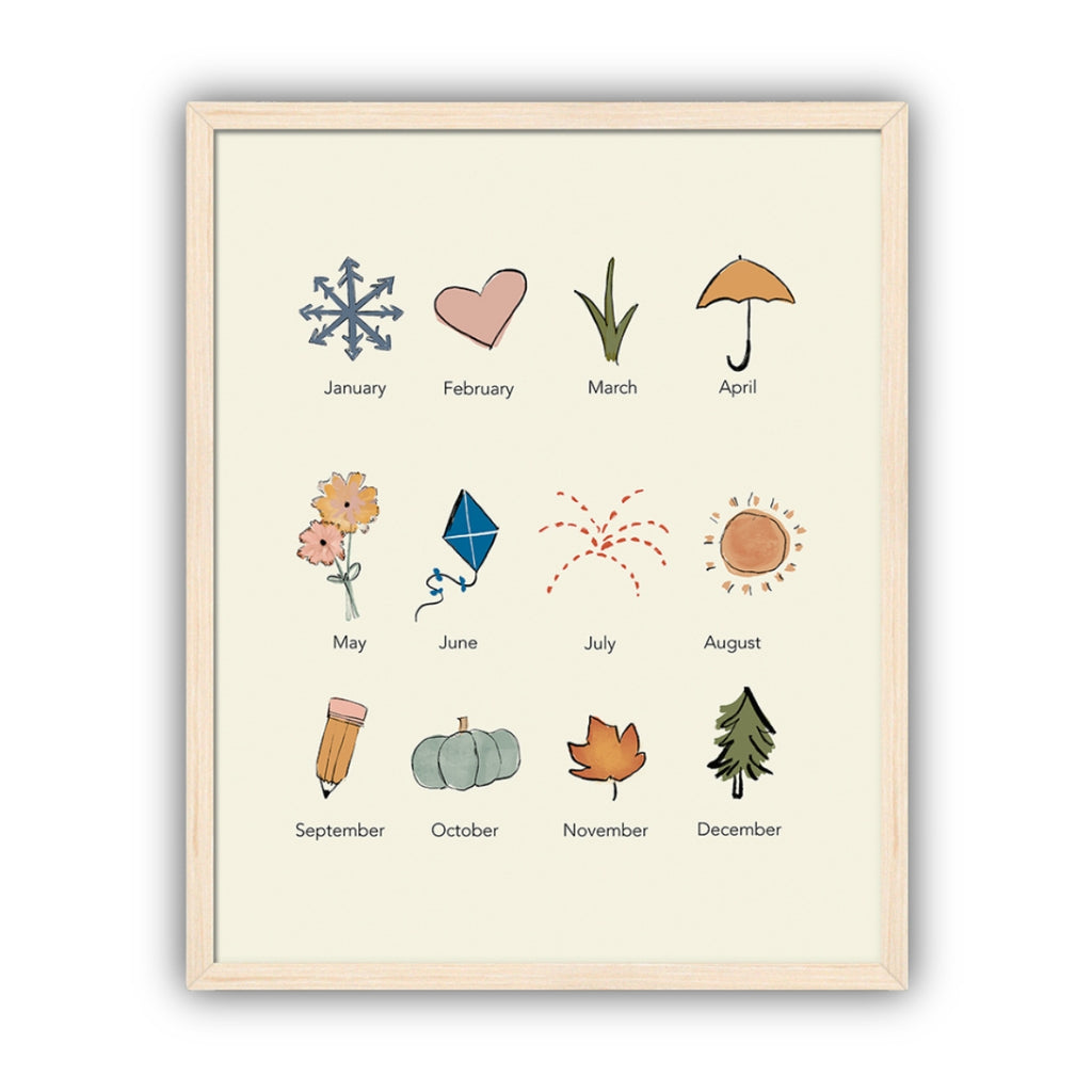 Months of the Year Artwork | Framed – Milton & Goose